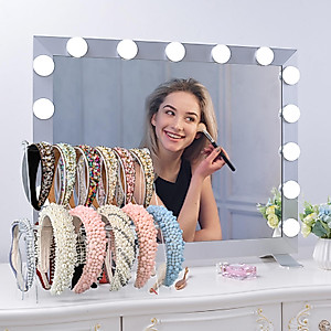 AOFLLU Headband Holder Headband Organizer, Acrylic Headband Holder Organizer, 2-Tier Clear Headband Display Stand, Headband Storage Rack for Girls and Women 13.4in Height