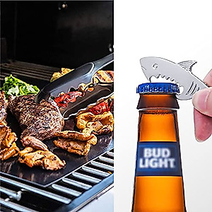 ITZH Grill BBQ Mat 6 Set Heavy Duty, Non-Stick, Heat Resistant and BPA-Free Reusable Grill Mats Supplied with Cleaning Brush and Bottle Opener