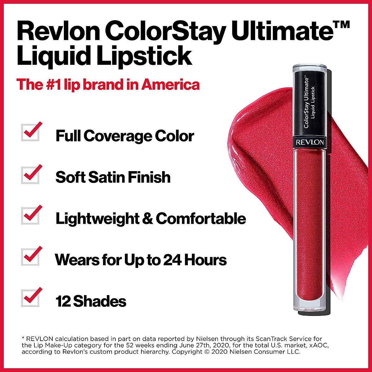 REVLON Liquid Lipstick, Face Makeup, ColorStay Ultimate, Longwear Rich Lip Colors, Satin Finish, 060 Stellar Sunrise, 0.07 Oz