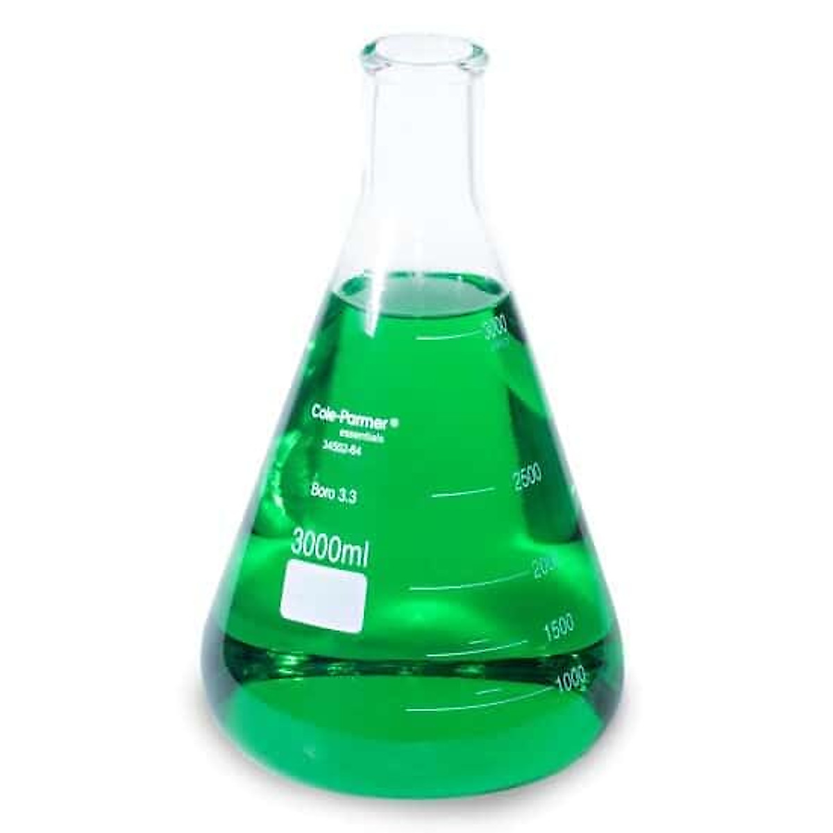 Cole-Parmer Laboratory Glass Erlenmeyer Flask, 3000 mL