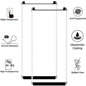 【2-PACK】Coolpow Designed for Samsung Galaxy Note 9 Screen Protector, Case Friendly, Anti-Bubble, 3D Curved, Full Coverage, 9H Hardness, HD Clear, Note 9 Screen Protector Tempered Glass Cell phone Film