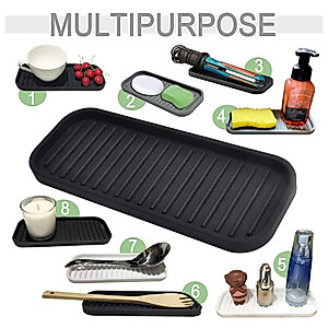 2 Pack Silicone Sink Organizer - Keep Your Kitchen and Bathroom Tidy and Organized (Black)