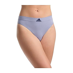 adidas Women's Seamless Thong Underwear 3-pack, Silver Violet/Heather Grey/Silver Green, Medium