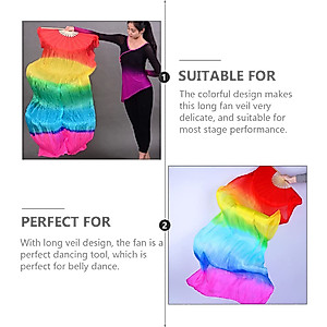 EXCEART Fan Dance Silk Fan Silk Scarves for Hair Ornament Ribbon Silk Scarf Streamers Fan for Long Dance Fan Dancing Fans Flag Folding Fan Veil Chinese Fan Bamboo Woman Prom