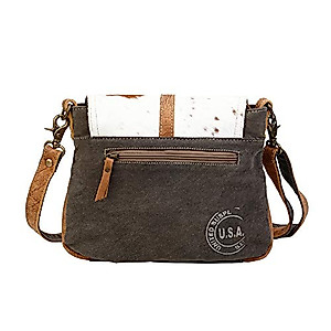 Myra Bag Cargo 157 Upcycled Canvas & Cowhide Leather Shoulder Bag S-1252