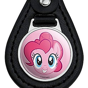 GRAPHICS & MORE Black Leather My Little Pony Pinkie Pie Face Keychain
