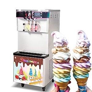 Kolice Commercial ETL 3 flavors soft ice cream machine,yogurt soft serve ice cream machine,ice cream machine-2+1 mixed flavors, full transparent dispenser,upper tanks refrigerated