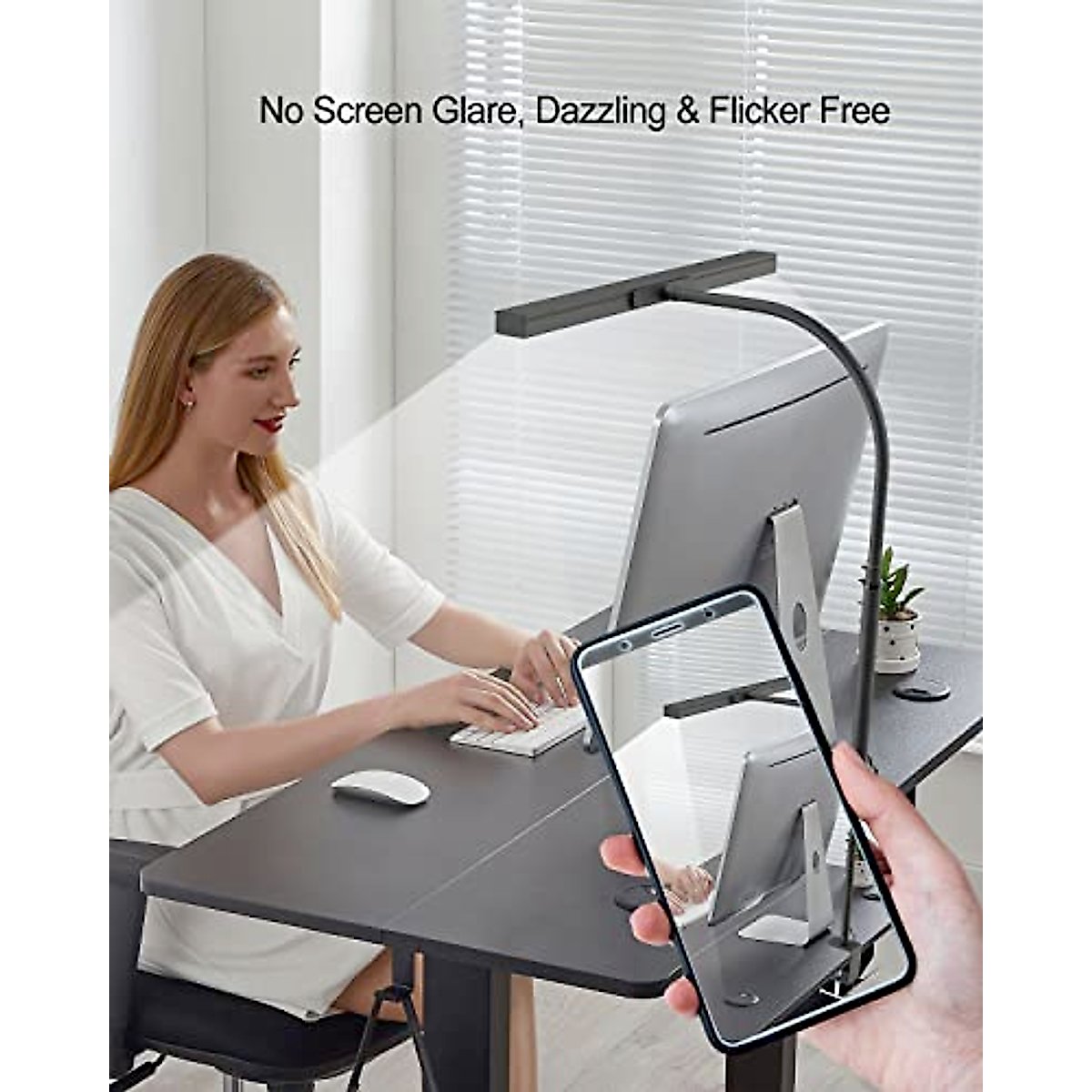 ANINO LED Desk Lamp with Clamp Monitor Light Flexible Gooseneck 3 Color Modes Stepless Dimmable,Clip On Light for Home Office Studio Reading Workbench,Architect Drafting Table Lamp,Easel Light 10W