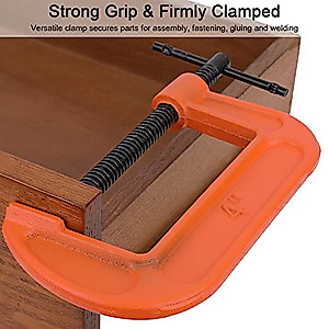 2 Pack 4 Inch C-Clamp Set, Heavy Duty G Clamps with 4-Inch Jaw Opening Sliding T-Bar Handle, Industrial Strength 4" C Clamps for Woodworking, Welding, Building