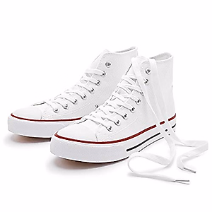 hash bubbie Women's High top Sneakers Classic High Tops Canvas Shoes for Women Lace up Tennis Shoes Fashion Canvas Sneakers Casual Shoes for Walking（ White,US8）