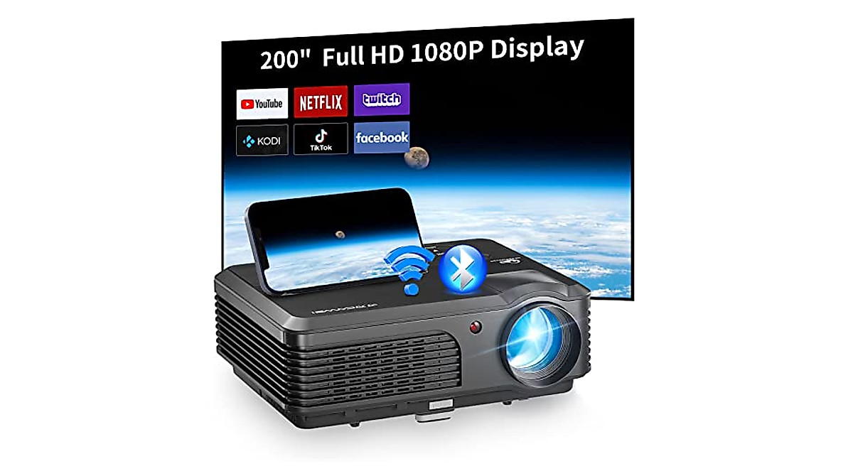 Full HD 1080P WiFi Bluetooth Projector for Home & Outdoor Movies