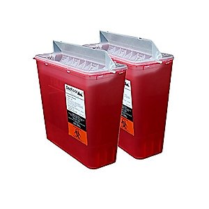 OakRidge Products 5 Quart Size (Pack 2) Sharps Container, Touchless Disposal