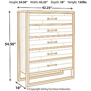 Signature Design by Ashley Sommerford Industrial Farmhouse 5 Drawer Chest with Dovetail Construction, Butcher-Block Brown, Black