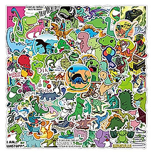 Adeela 100pcs Cute Dinosaur Stickers | Waterproof VSCO Stickers | Great on Waterbottles - Tablets - Laptops - PCS - Phones - Luggage | Assorted Sticker Packs for Kids Teens Adults