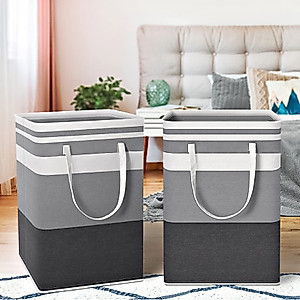 DZOMK 4-Pack Large Laundry Basket,75L Collapsible Large Laundry Baskets with Easy Carry Handles Freestanding Waterproof Clothes Hamper Storage Basket for Toys Clothes Organizer(Gradient Grey)