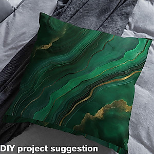 Erosebridal Green Golden Marble Fabric by The Yard, Geometric Upholstery Fabric, Dark Green Ink Marble Stripe Ink Painting Decorative Fabric for Adults, Gradient Indoor Outdoor Fabric, 1 Yard