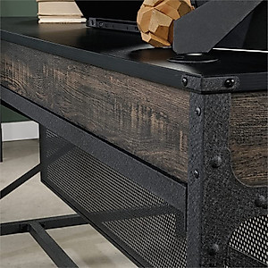 Sauder Foundry Road Engineered Wood/Metal 60x30 Table Desk in Carbon Oak