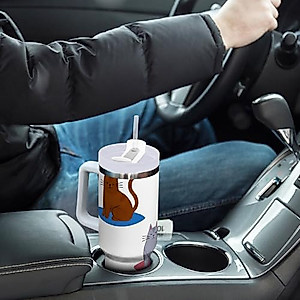 Nexawaveo Cats Do Different Yoga Poses Tumbler with Handle and Straw 30-40 oz Lid Cup Holder Compatible for Travel Insulated Stainless Steel Cup Food Grade PP Gifts for Him Her BPA-free