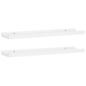 homiuse 2 Pack Floating Shelves 23.6" Wall Shelves for Bathroom Shelf Decor Floating Shelf Bracket Wall Mounted Shelves for Bedroom Picture Frame Ledge Shelves for Wall Storage Small Shelf White MDF