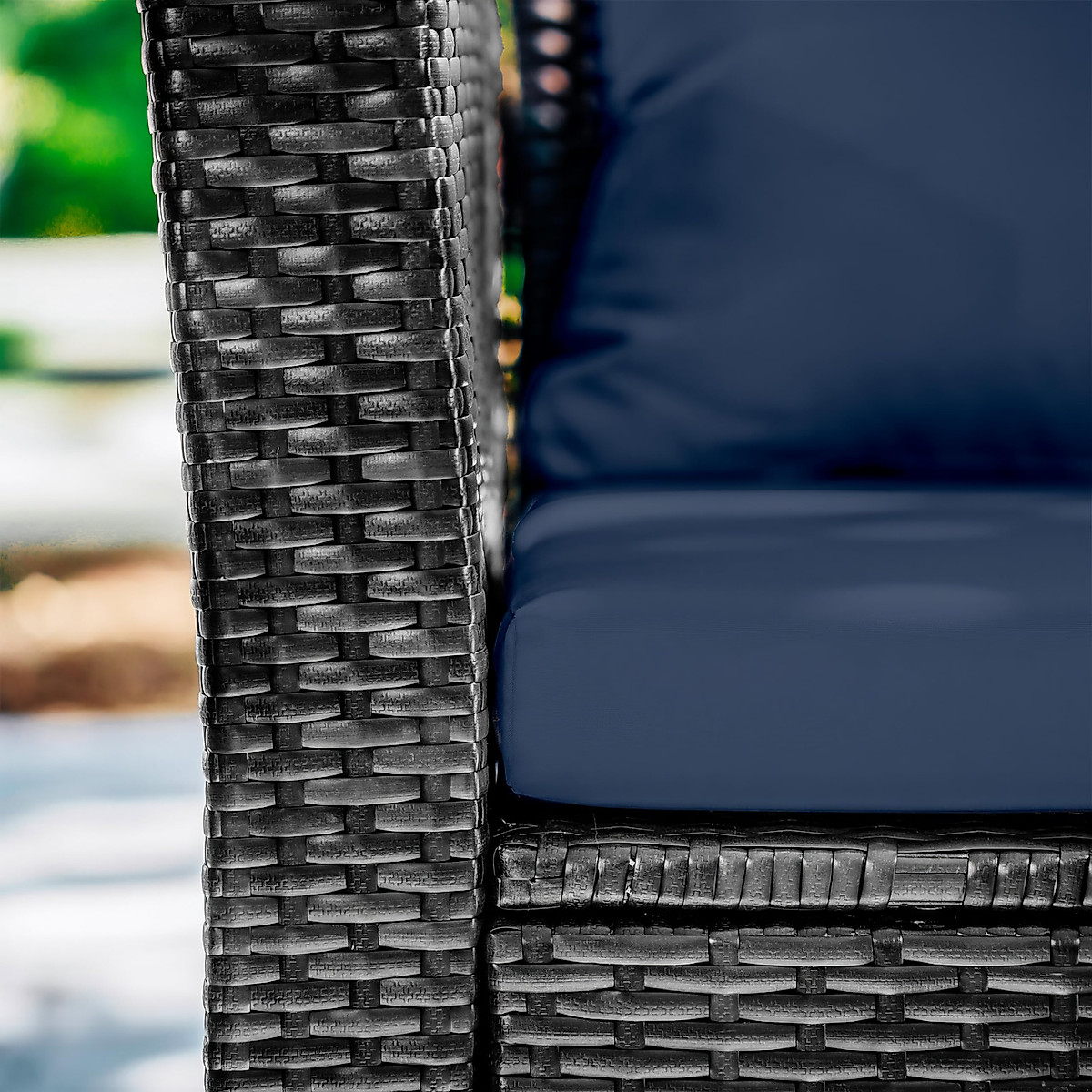 Nestl Wicker Outdoor Furniture Set - 4 Piece Patio Set (Grey/Navy)