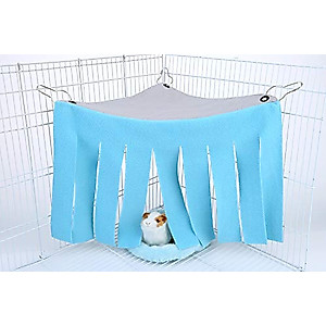 Mogoko Small Animal Hidey Curtain and Bed Pads, Warm Sleep Mat and Corner Fleece Forest Hideout for Rabbit, Chinchillas, Hedgehogs, Guinea Pigs, Hamster