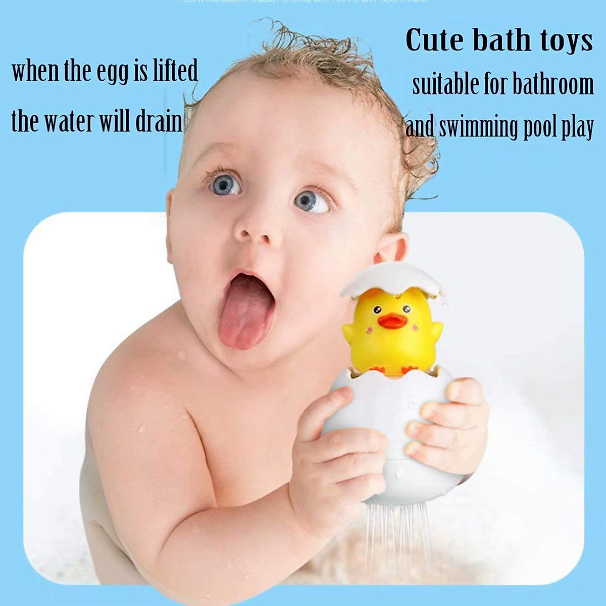 Baby Bath Toys Water Bathtub Pool Toys Fun Egg Hatching Easter Gifts for Toddlers (Yellow Duck)