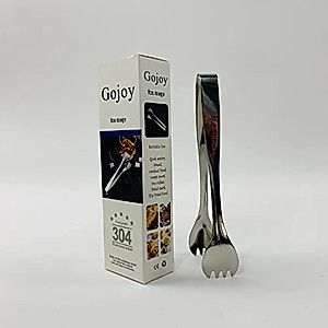 Gojoy Food Grade Stainless Steel ice Tongs, for ice and Other Foods, with Serrated Edges, 7.5 inches ice Tongs