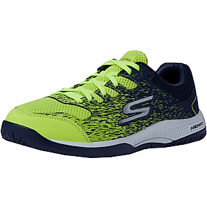 Skechers Men's Viper Court-Athletic Indoor Outdoor Pickleball Shoes with Arch Fit Support Sneaker, Yellow/Navy, 10