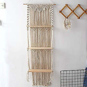 Chaokui Macrame Wall Hanging Shelf 3-Tier,Handmade Boho Macrame Shelf for Plants and Decor, Wall Hanging Shelves to Organize and Decor for Living Room, Bedroom, Bathroom (16'' W/55 H / 3-Tier)