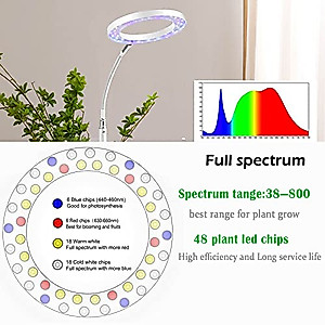 Grow Light with Stand, Yadoker LED Plant Light for Indoor Plants, Full Spectrum Grow Lamp, 8/12/16H Timer, 10 Dimmable Levels, 7 Switch Modes, Adjustable Tripod Stand 15-66 inches