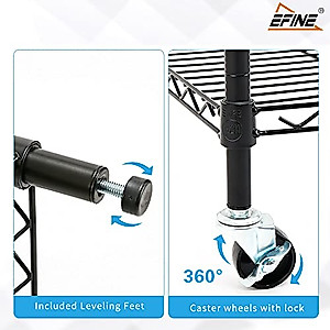 4-Shelf Shelving Units and Storage on Wheels with 5-Shelf Liners, NSF Certified, Adjustable Carbon Steel Wire Shelving Unit Rack for Garage, Kitchen, Office, Black (50H X 30W X 14D)