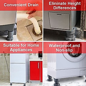 4 Pcs Adjustable Height Washing Machine Support, 2023 New Anti Vibration Pads Non-Slip Heighten Shock and Noise Cancelling Mat for Washer and Dryer Machine Support (Style-A (4 PCS))