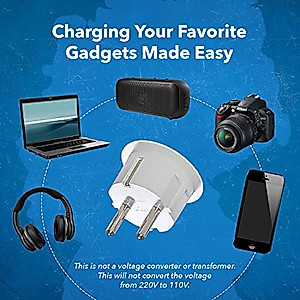 OREI American USA to European Schuko Germany Plug Adapters CE Certified Heavy Duty - 6 Pack - Perfect for Travelling with Cell Phones, Laptops, Cameras & More