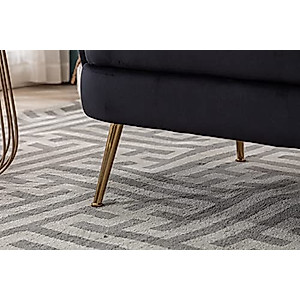 Loveseat Couch, Modern Velvet Sofa Accent Upholstered Settee, 2 Seater Small Loveseat for Small Spaces, Office, Bedroom, Living Room (Black)