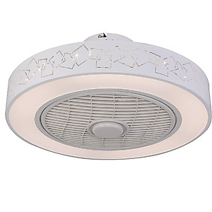 Ceiling Fan Light, Enclosed Round LED Dimmable Ceiling Lighting Fan with Invisible Blades,Semi Flush Mount Low Profile Fan W/Remote Control for Bedroom Office Living Room Children's Room 110V