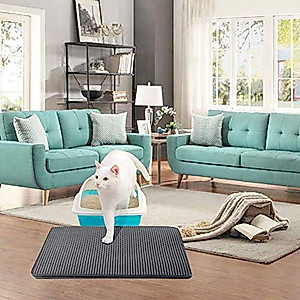 Topcovos Cat Litter Mat, Litter Mat Double Layer Honeycomb Trapping Mat, Easy Clean Litter Box Mat EVA Phthalate Free Kitty Litter Mat