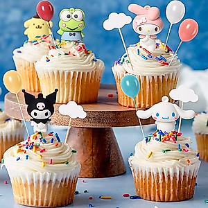 Lidmada 20Pcs Rainbow Kitty Cake Topper Banner Hello Birthday Party Cake Decorations Supplies Set, Mini Colorful Clouds Stars Party Decors Favors for Kids Girls Boys Baby Shower Happy Birthday