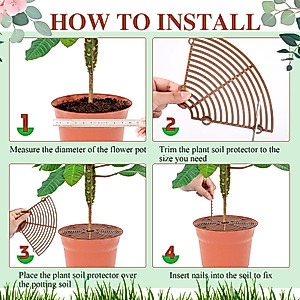 Sawysine 3 Pcs Plant Pot Cover Plant Protector from Animal Plant Pot Grid with Center Cutout Flower Cover Soil Protectors for Plants(Coffee, 11.8 In)