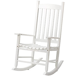 BSTOPHKL Outdoor Rocking Chairs Set of 2 Patio Rocker Chair with High Back and Handrail Porch Rocker for Garden Front Porch Patio Backyard, White