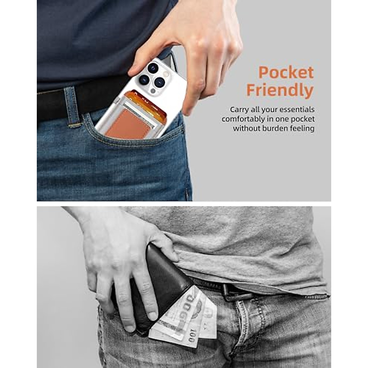 ExtreLife For Magsafe Wallet, Strong Magnetic Wallet for iPhone 15/14/13/12 Series, Magnetic Card Holder Wallet for iPhone Wallet Magsafe with 2 Card Slots, Vegan Leather, Hold 7 Cards, Slim, Brown