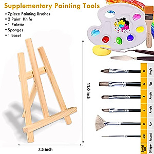 Kalour Acrylic Paint Set 56 pcs,Painting Supplies with 24 Acrylic Paint,16 Sheets Acrylic Pad,Painting Brushes,Canvas,Palette,Easel - Art Craft Paints Kit for Artists Beginners,Kids and Adults.