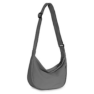 Small Sling Crossbody Bag for Women Men Trendy, Mini Crescent Bag with Adjustable Strap, 2 Zippers Lightweight Nylon Bag