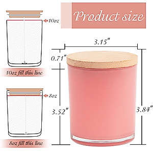 CONNOO 12 Pack 10 OZ Spring Color Glass Candle Jars for Making Candles with Airtight Bamboo Lids Nice Sticky Warning Labels for Candle Making Empty Container Bulk - Dishwasher Safe