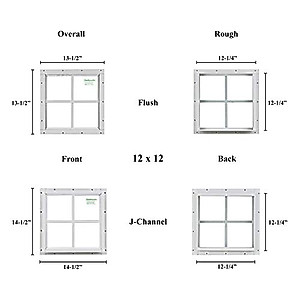 Square Shed Window 12" X 12" White Flush Mount, Playhouse Windows, Chicken Coop Windows