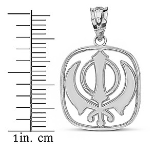 925 Sterling Silver Sikh Khanda Kirpan Sword Symbol Religious Pendant