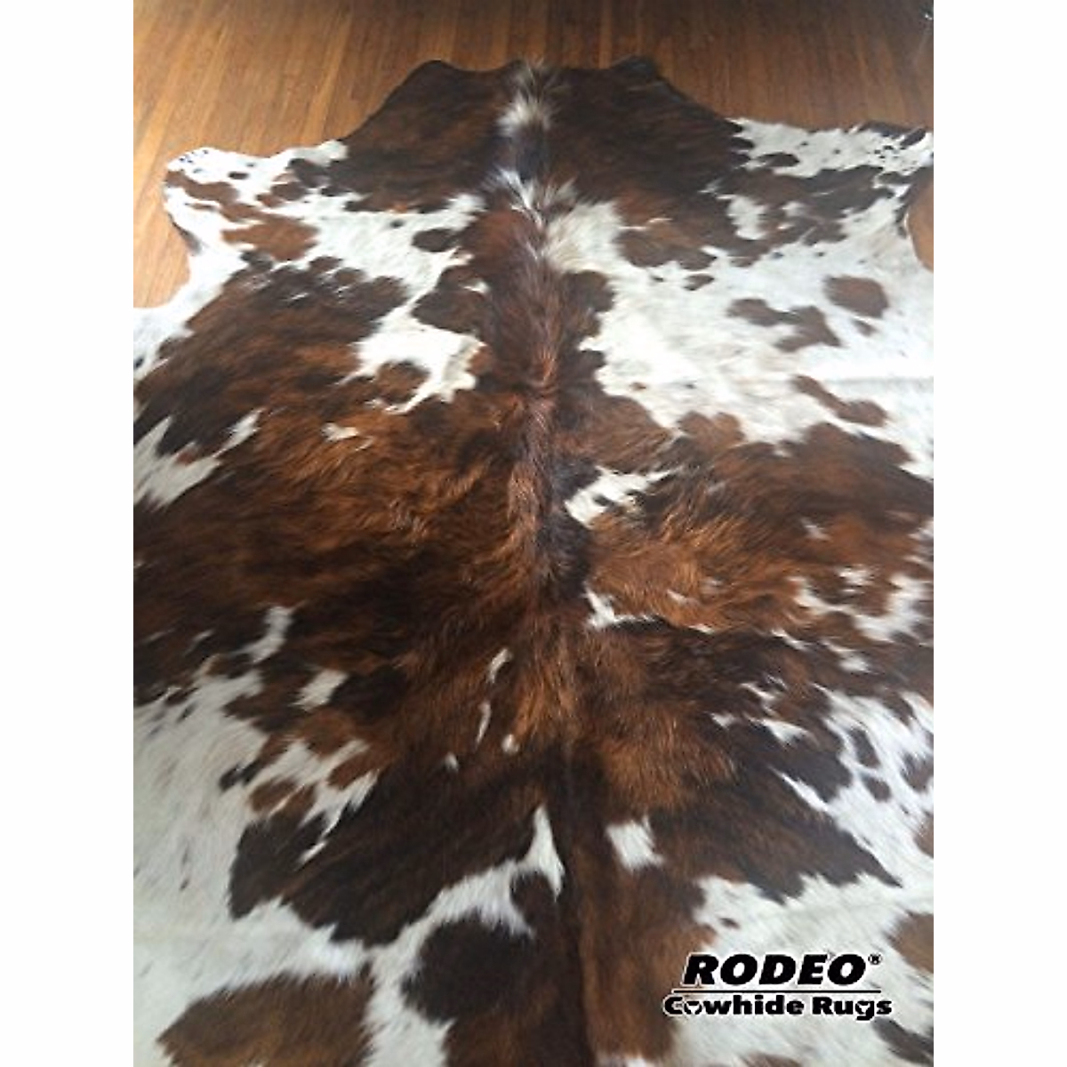 RODEO Tricolor Cow Hide Cow Skins Hair on Leather Rug Size Large TR 5x7