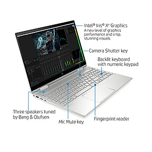 HP 2022 Envy x360 2-in-1 15.6" FHD Touchscreen Laptop, Intel Core i5-1135G7, 32GB RAM, 1TB PCIe SSD, Backlit Keyboard, Iris Xe Graphics, HD Webcam, Win 11 Pro, Silver, 32GB Snow Bell USB Card