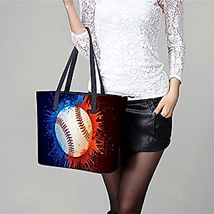 Womens Handbag Baseball Ball Softball Leather Tote Bag Top Handle Satchel Bags For Lady