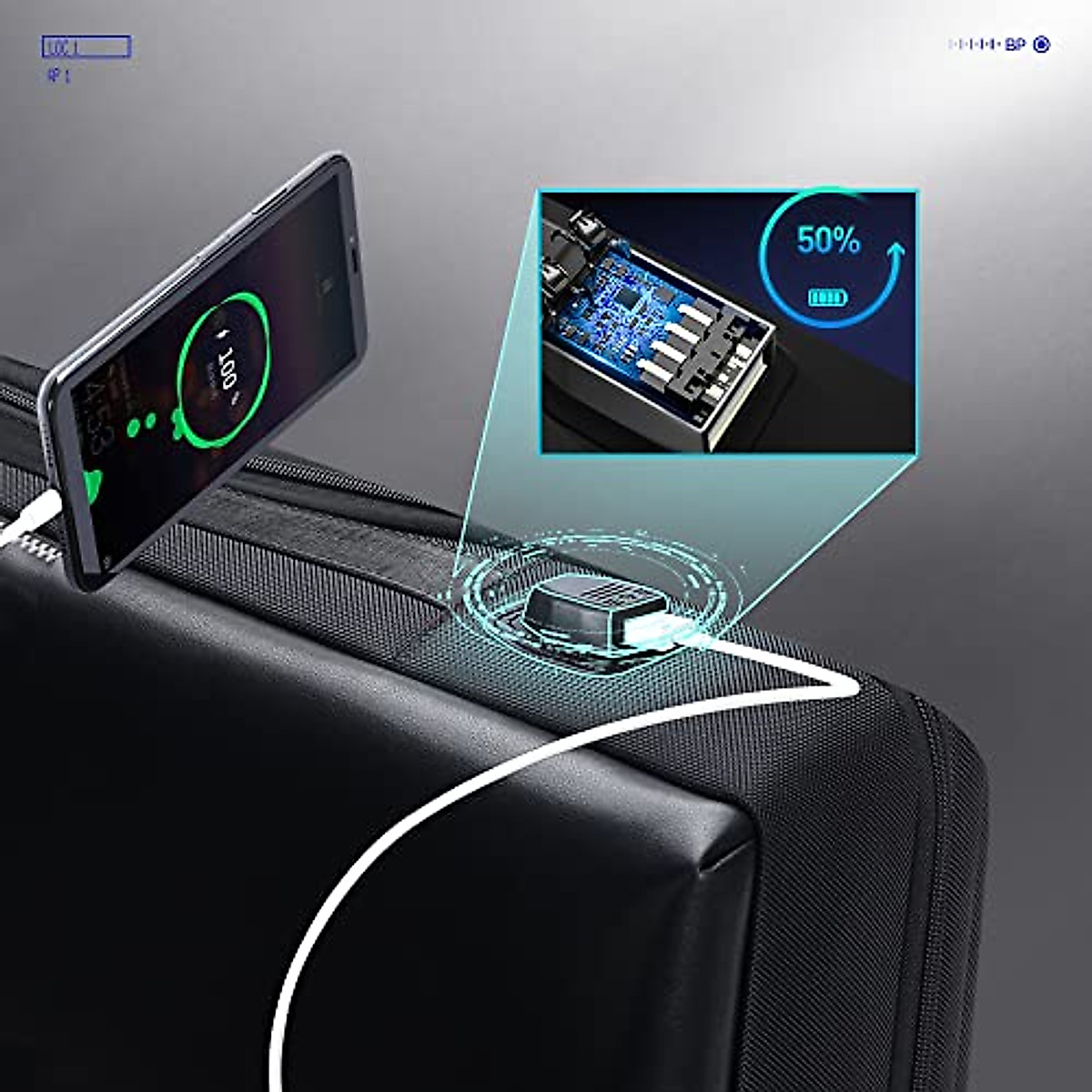 BOPAI Laptop Backpack Men for 15.6 inch Business Smart Professional Lightweight Backpack with USB Charging Office Commuter Computer Rucksack Executive Anti Theft Black