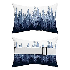 Recliner Head Pillow Ledge Loungers Chair Pillows with Insert Forest Tree Silhouette Bluish Violet Abstract Gradient Lumbar Pillow with Adjustable Strap Patio Garden Cushion for Bench Couch, 2 PCS